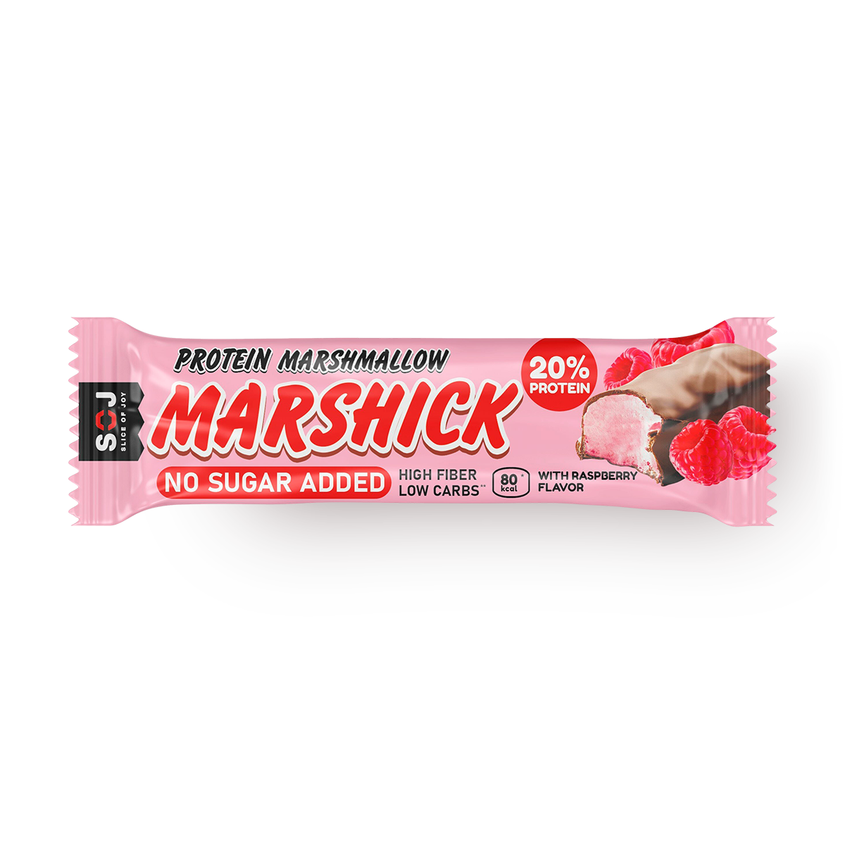 Батончик протеиновый Soj Marshmallow малина глазированный без добавления сахара