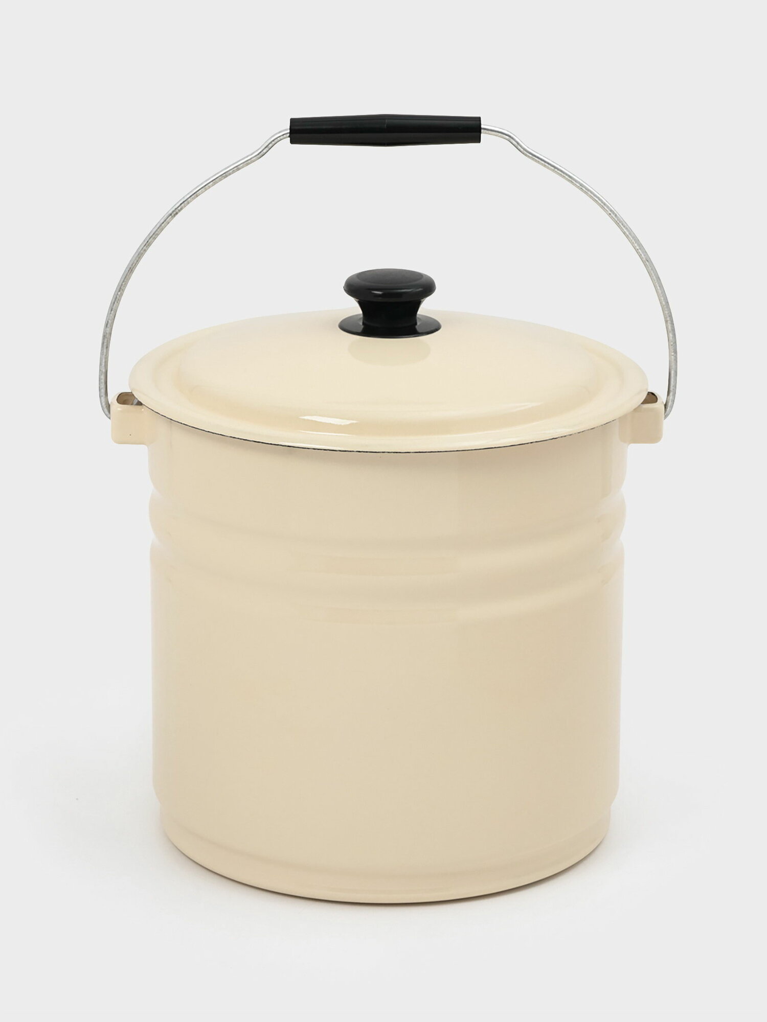 Ведро эмалированное, 12 л, с крышкой и ручкой, цвет слоновой кости
