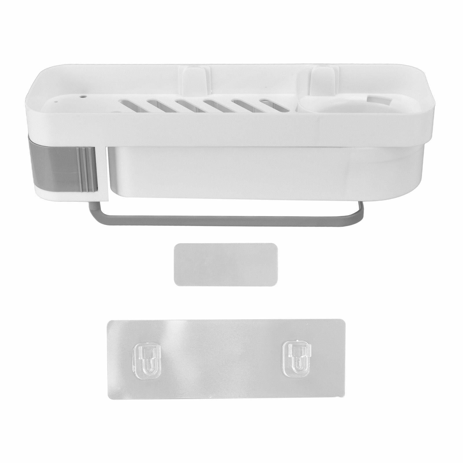 Угловая полка для ванной комнаты, двухслойная вращающаяся настенная стильная простая многофункциональная полка для хранения, белая и серая