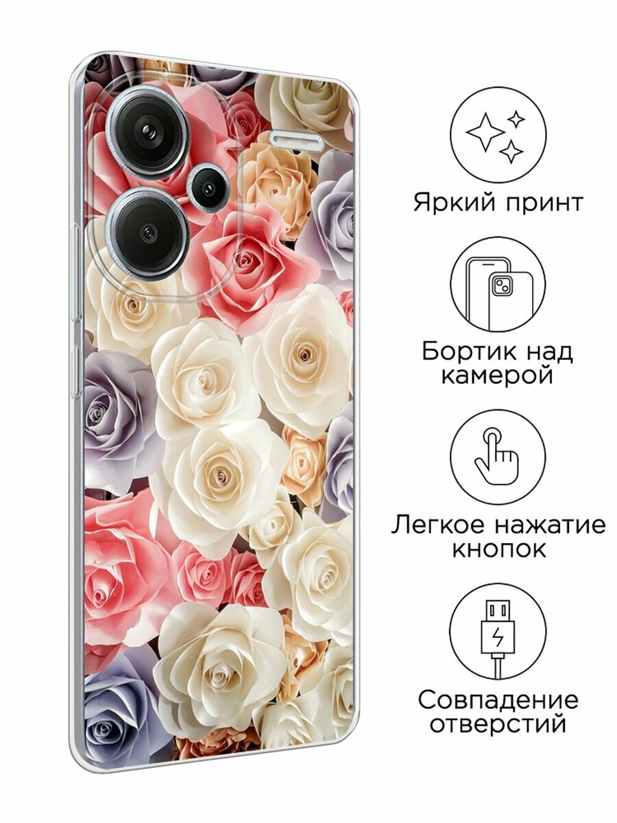 Чехол на Xiaomi Redmi Note 13 Pro+ / Сяоми Редми Нот 13 Про + с принтом "Пастельные розы" — фото 1