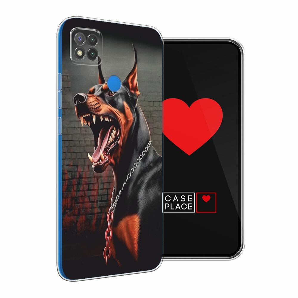 Чехол на Xiaomi Redmi 9C / Сяоми Редми 9C с принтом "Доберман с цепью" — фото 1