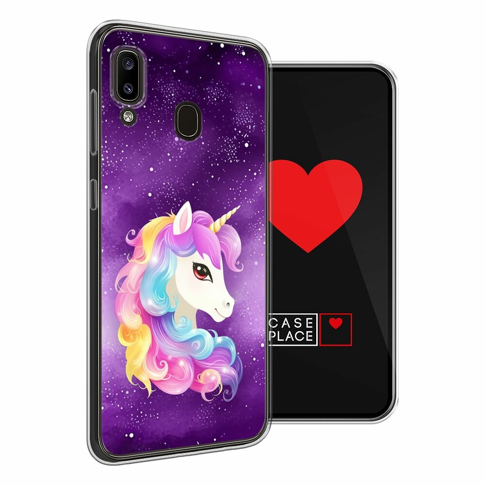 Чехол на Samsung Galaxy A30/A20 / Самсунг Галакси A30/A20 с принтом "Кудрявый единорог" — фото 1