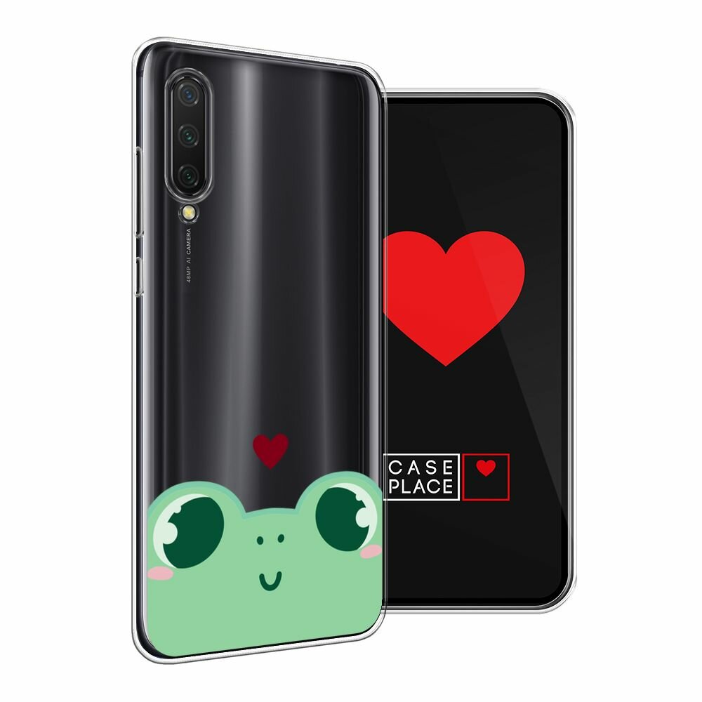 Чехол на Xiaomi Mi CC9/A3 Lite/9 Lite / Сяоми Mi CC9/A3 Lite с принтом "Влюблённая лягушка - 14 февраля", прозрачный — фото 1