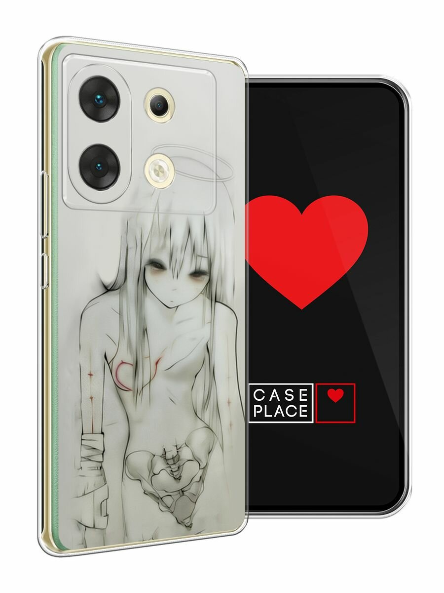 Чехол на Infinix Zero 30 5G / Инфиникс Зеро 30 5G с принтом "Аниме рисунок чёрно-белый" — фото 1
