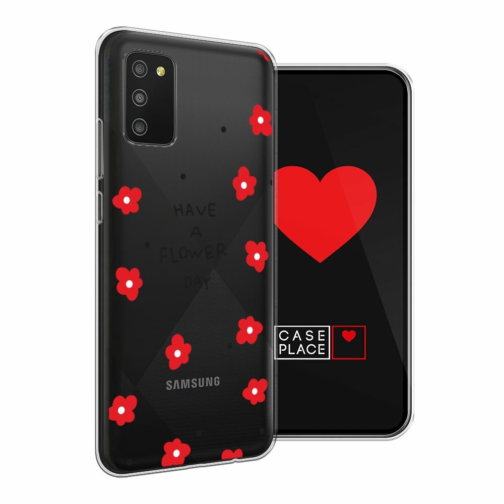 Чехол на Samsung Galaxy A02s / Самсунг Галакси A02s с принтом "Have a flower day 2", прозрачный — фото 1