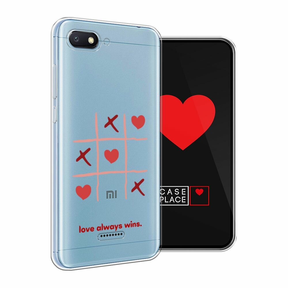 Чехол на Xiaomi Redmi 6A / Сяоми Редми 6А с принтом "love always wins - 14 февраля", прозрачный — фото 1