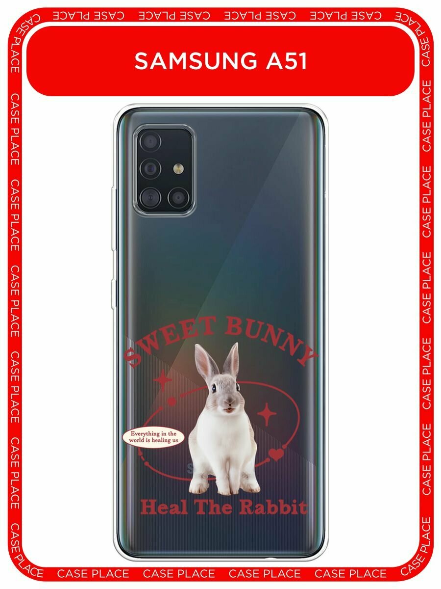 Чехол на Samsung Galaxy A51 / Самсунг Гэлакси А51 с принтом "Heal the rabbit", прозрачный