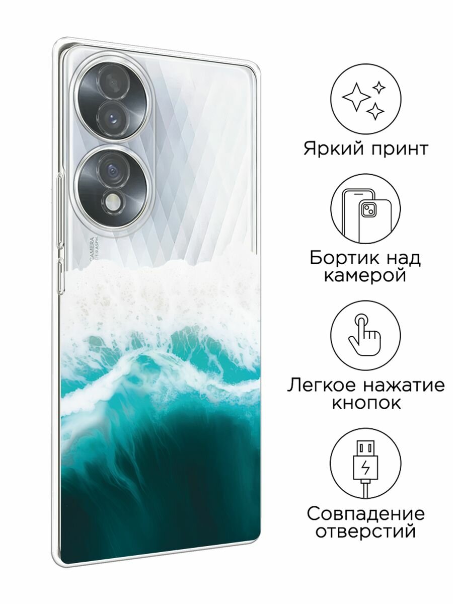 Чехол на Honor 70 / Хонор 70 с принтом "Большая волна", прозрачный — фото 1