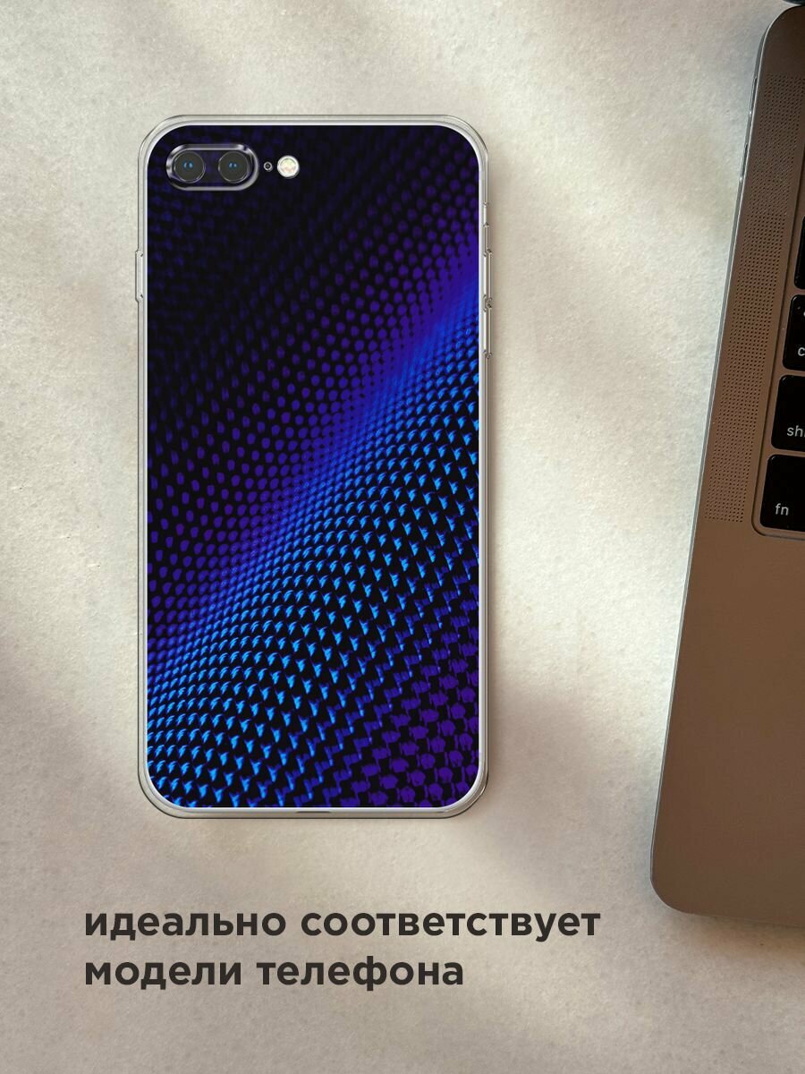Чехол на Apple iPhone 7 Plus / Айфон 7 Плюс с принтом "Синий карбон" — фото 1
