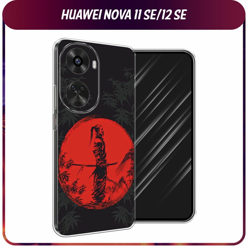 Чехол на Huawei Nova 11 SE/Nova 12 SE / Хуавей Нова 11 SE/Нова 12 SE с принтом "Самурай на красном фоне"