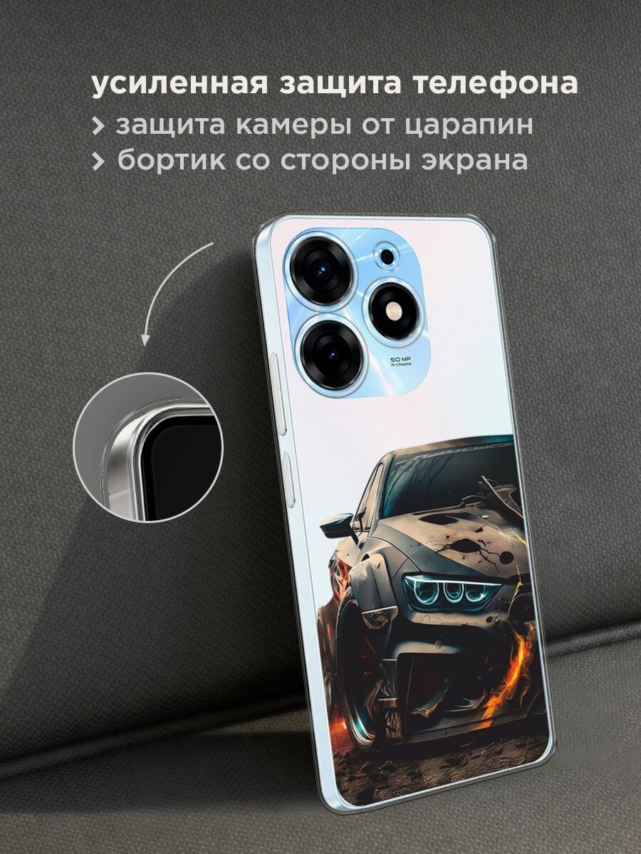 Чехол на Tecno Spark 10 Pro / Текно Спарк 10 Про с принтом "На износ", прозрачный — фото 1