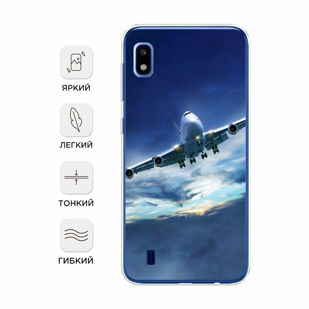 Чехол на Samsung Galaxy A10 / Самсунг Галакси А10 с принтом "Самолет в небе" — фото 1