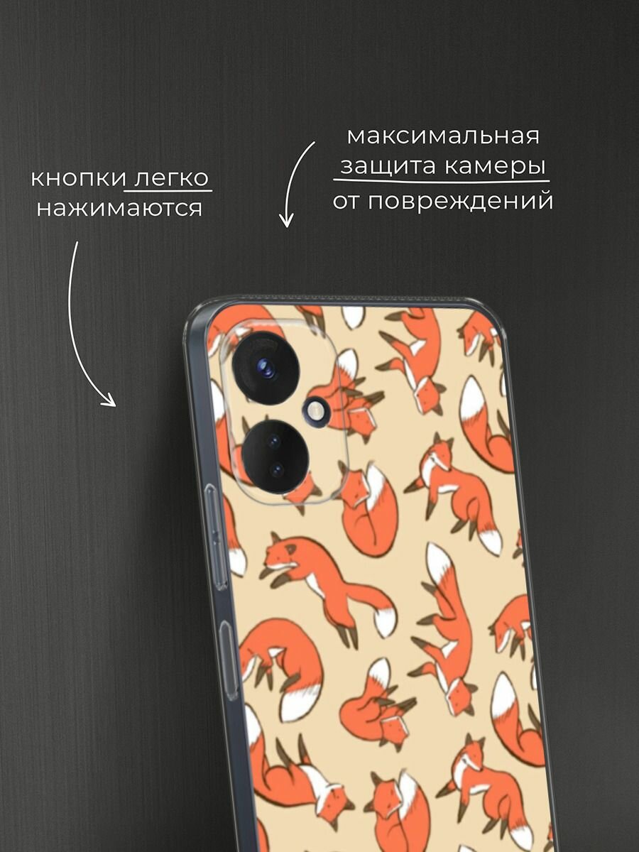Чехол на Tecno Spark 9 Pro / Техно Спарк 9 Про с принтом "Лисички фон" — фото 1