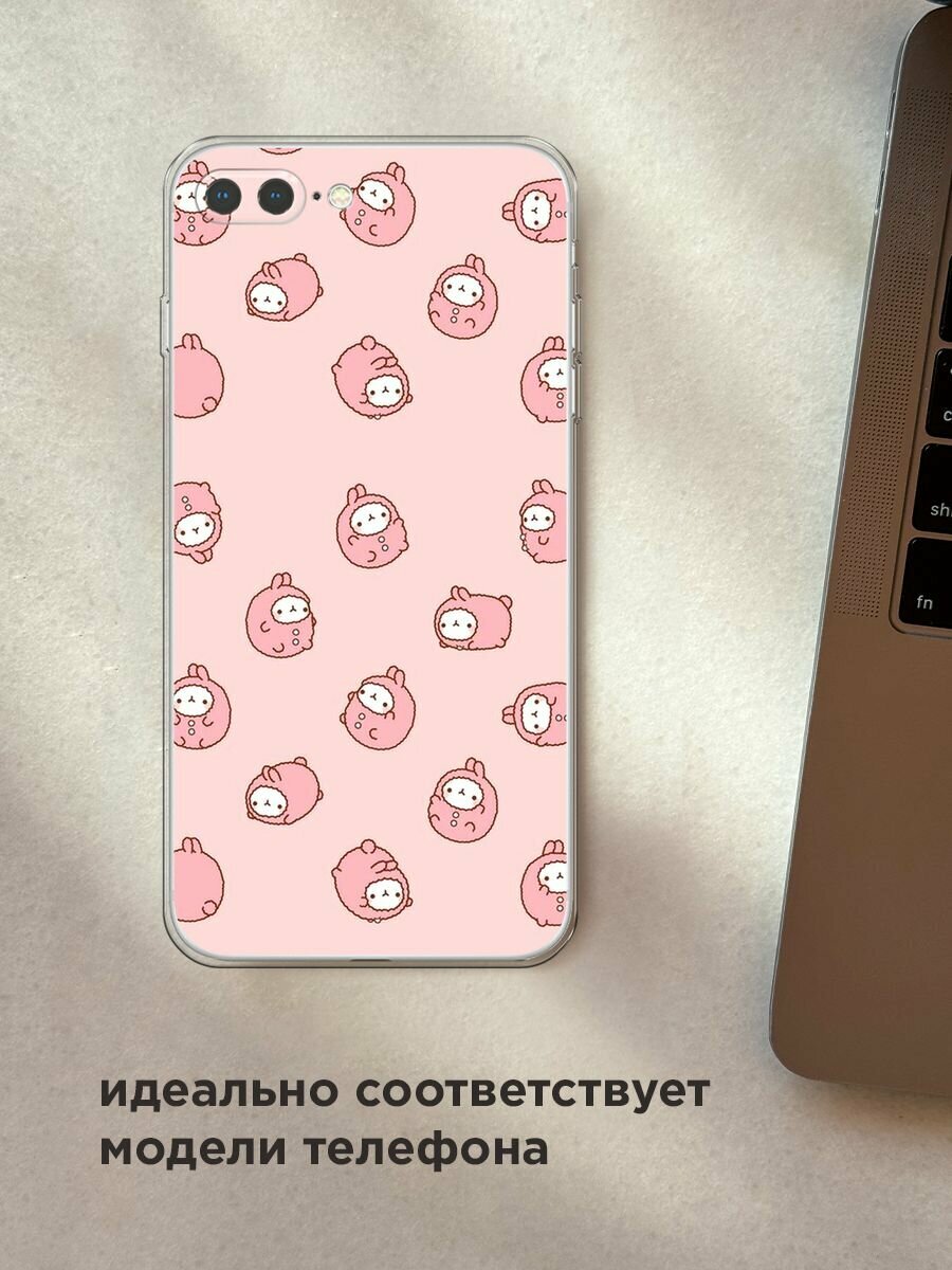 Чехол на Apple iPhone 7 Plus / Айфон 7 Плюс с принтом "Зайчики в капюшонах" — фото 1