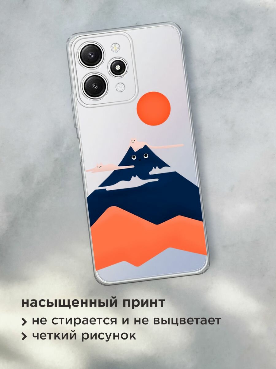 Чехол на Xiaomi Redmi 12 / Сяоми Редми 12 с принтом "Кот-гора", прозрачный — фото 1