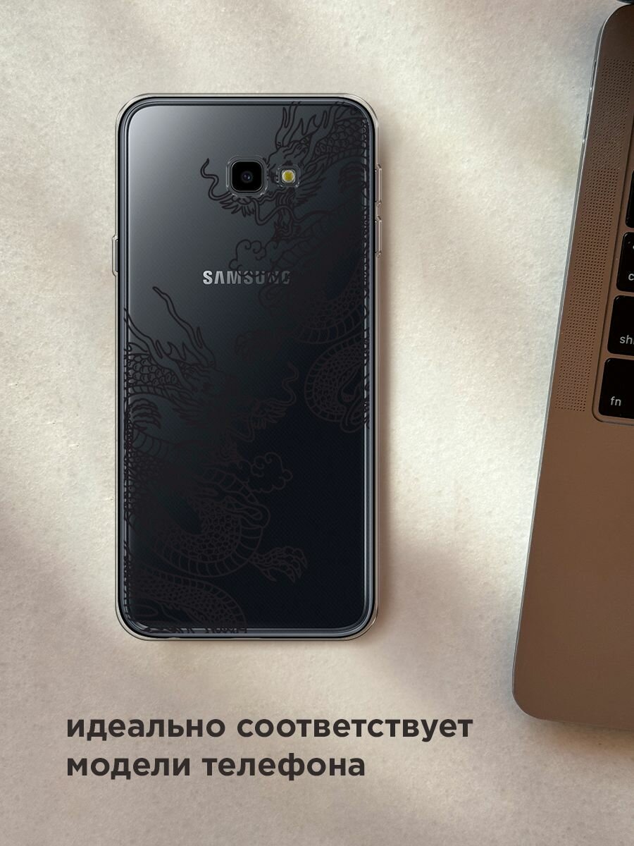 Чехол на Samsung Galaxy J4 Plus 2018 / Самсунг J4 Plus 2018 с принтом "Два китайских дракона", прозрачный — фото 1
