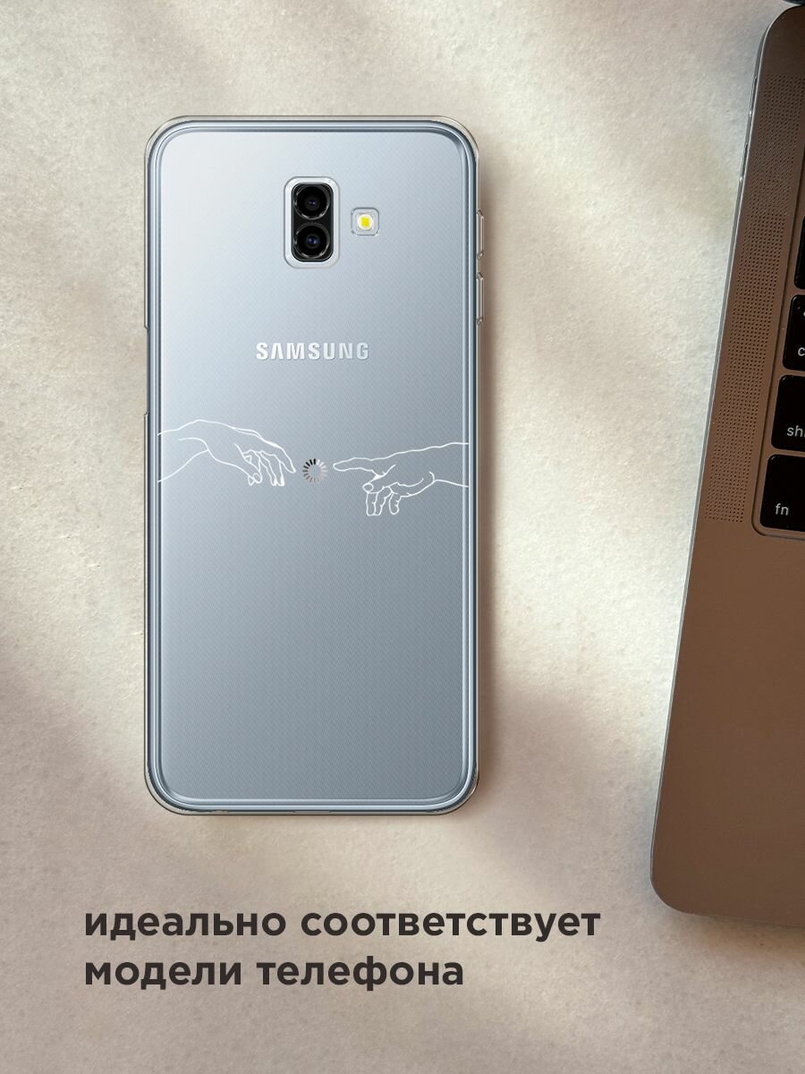 Чехол на Samsung Galaxy J6 + / Самсунг Галакси J6 Плюс 2018 с принтом "Загрузка творения", прозрачный — фото 1