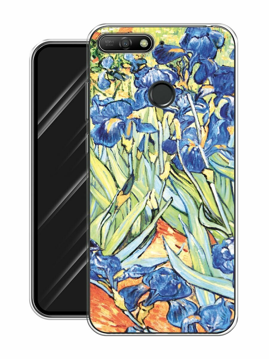 Чехол на Honor 7C/7A Pro/Huawei Y6 Prime 2018 / Хонор 7С/7А Про/Хуавей Y6 Prime 2018 с принтом "Ирисы Ван Гог" — фото 1