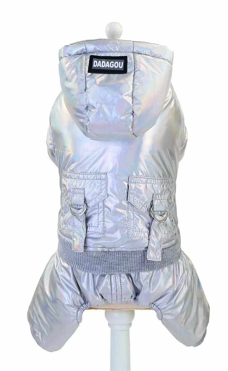 Комбинезон для собак мелких и средних пород "DaDaGou" серебристый. Размер XXL .