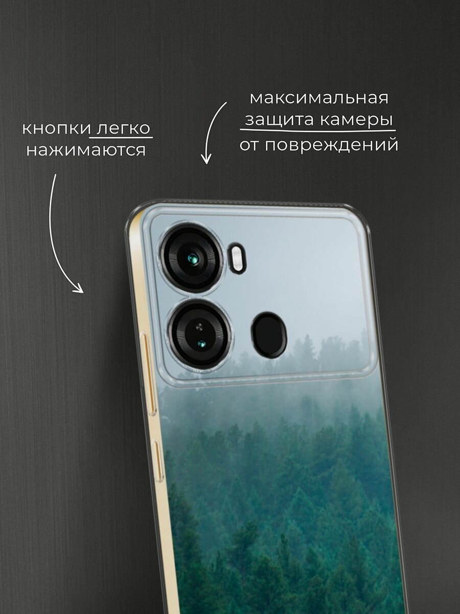 Силиконовый чехол на Itel P40 / Ител P40 с принтом "Лес в облаках" — фото 1