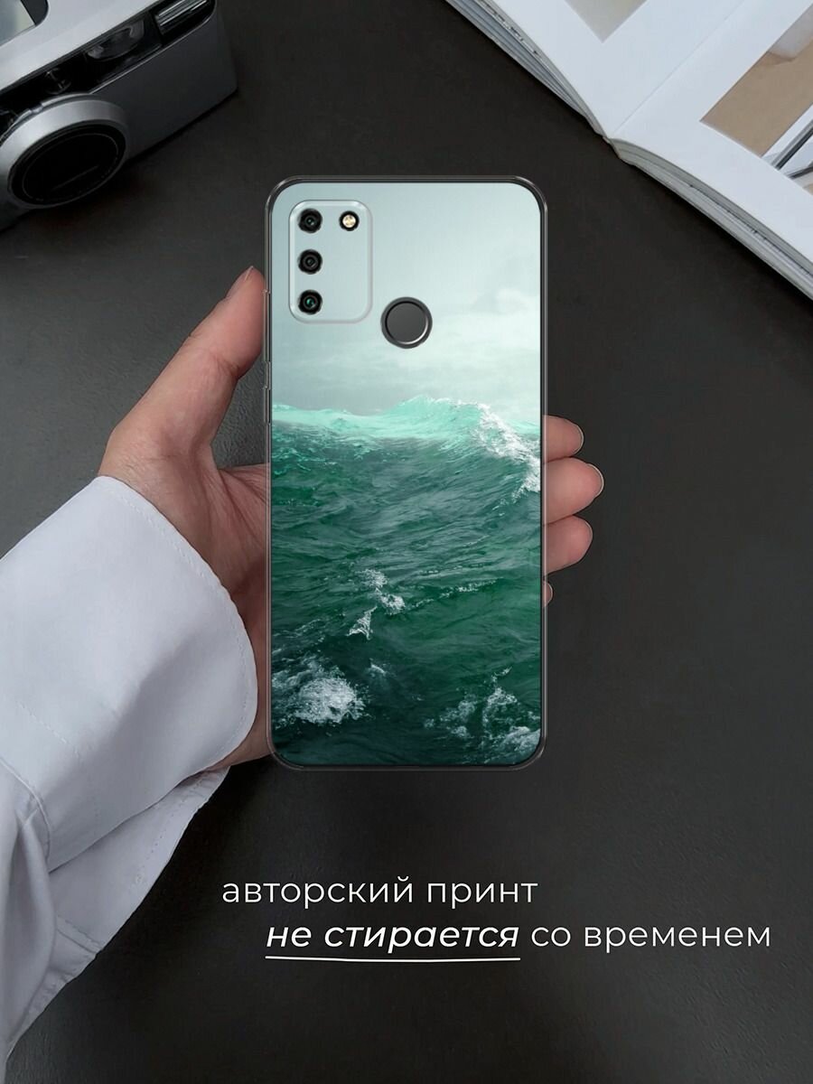 Силиконовый чехол на Honor 9A / Хонор 9А с принтом "Волны 12" — фото 1