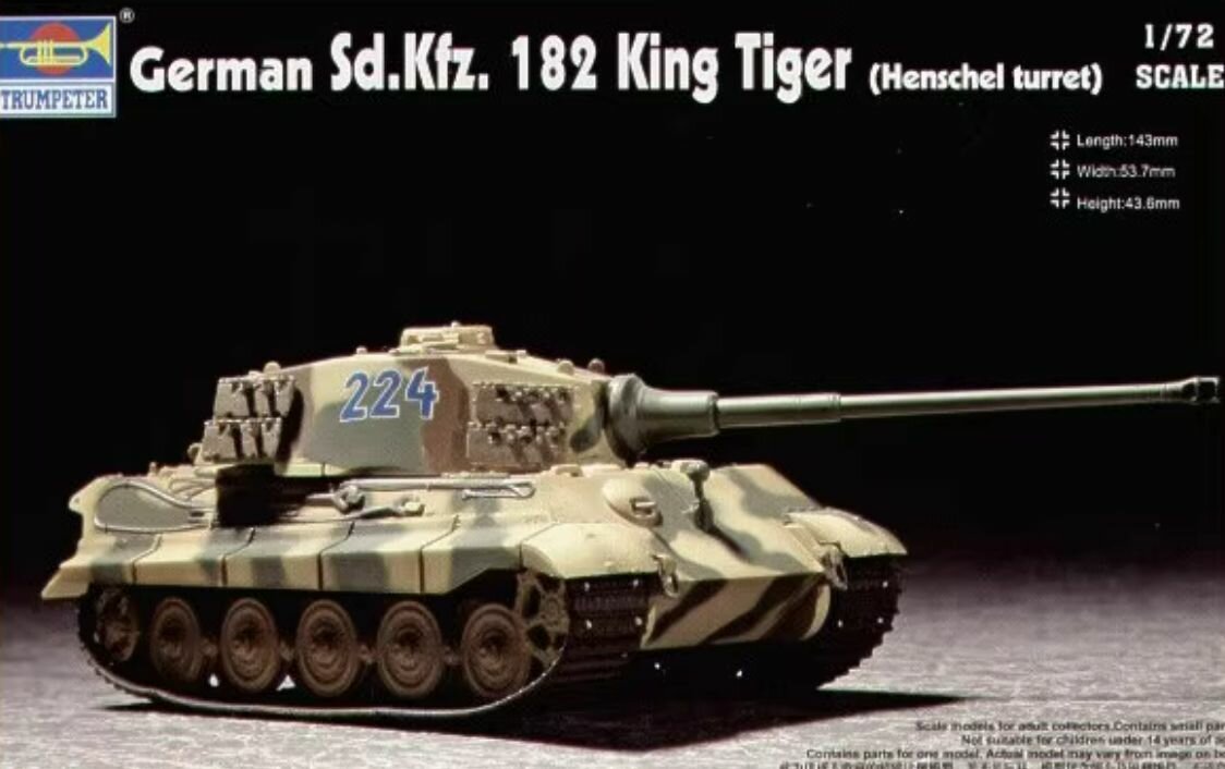 Trumpeter 1/72 07201 Немецкий Sd. Kfz.182 King Tiger (башня Henschel) сборная модель танка