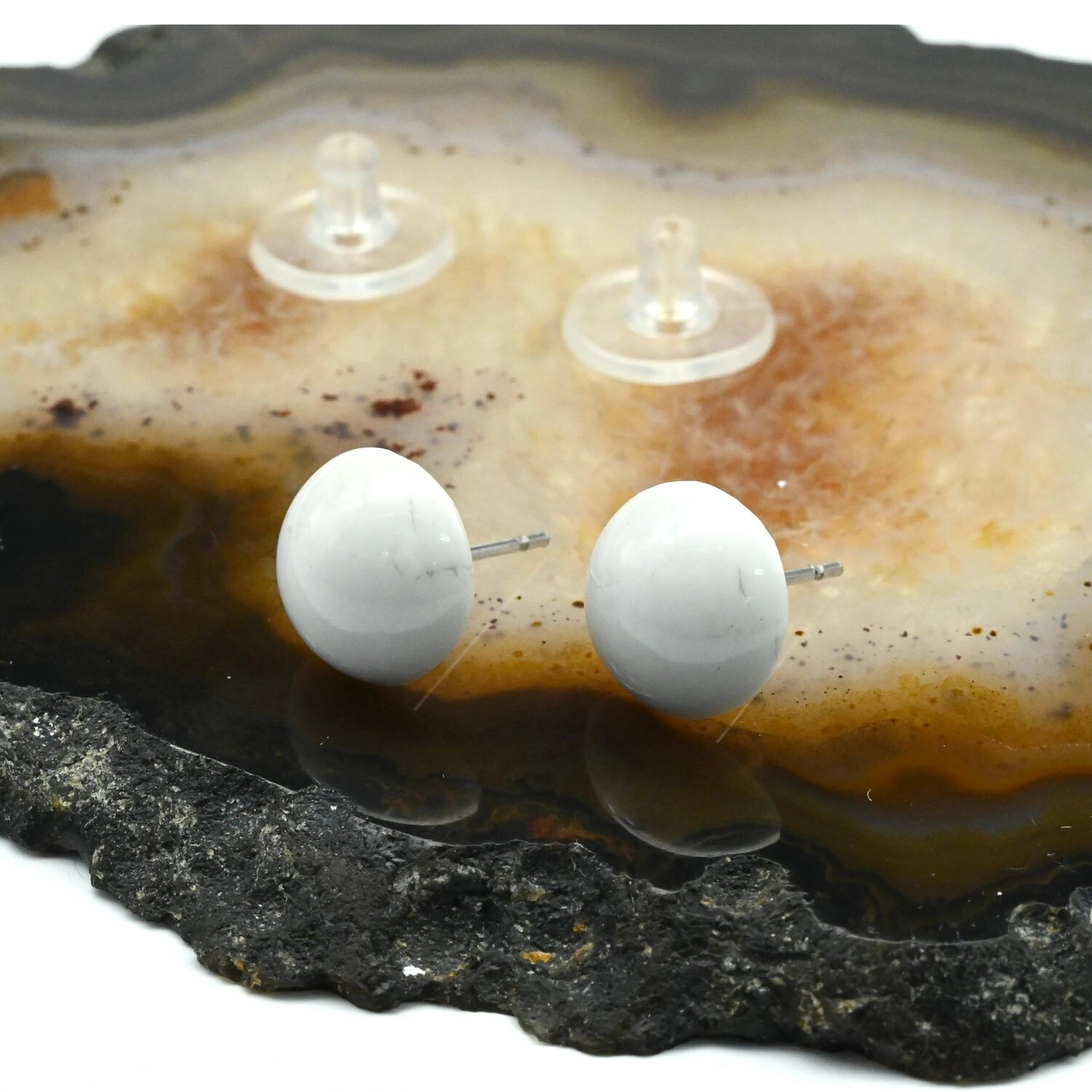 Серьги пусеты, кахолонг