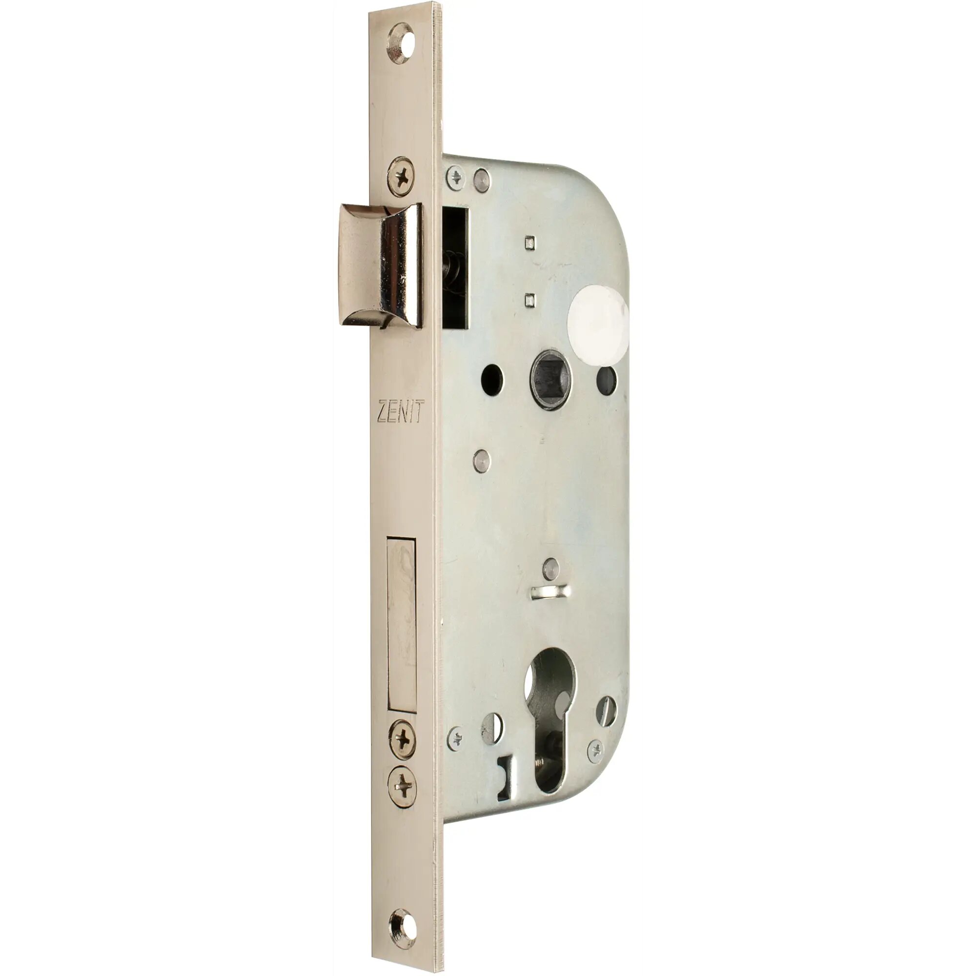 Зенит Замок врезной ЗВ7-70 цвет хром для входной двери механизм запирания для защиты