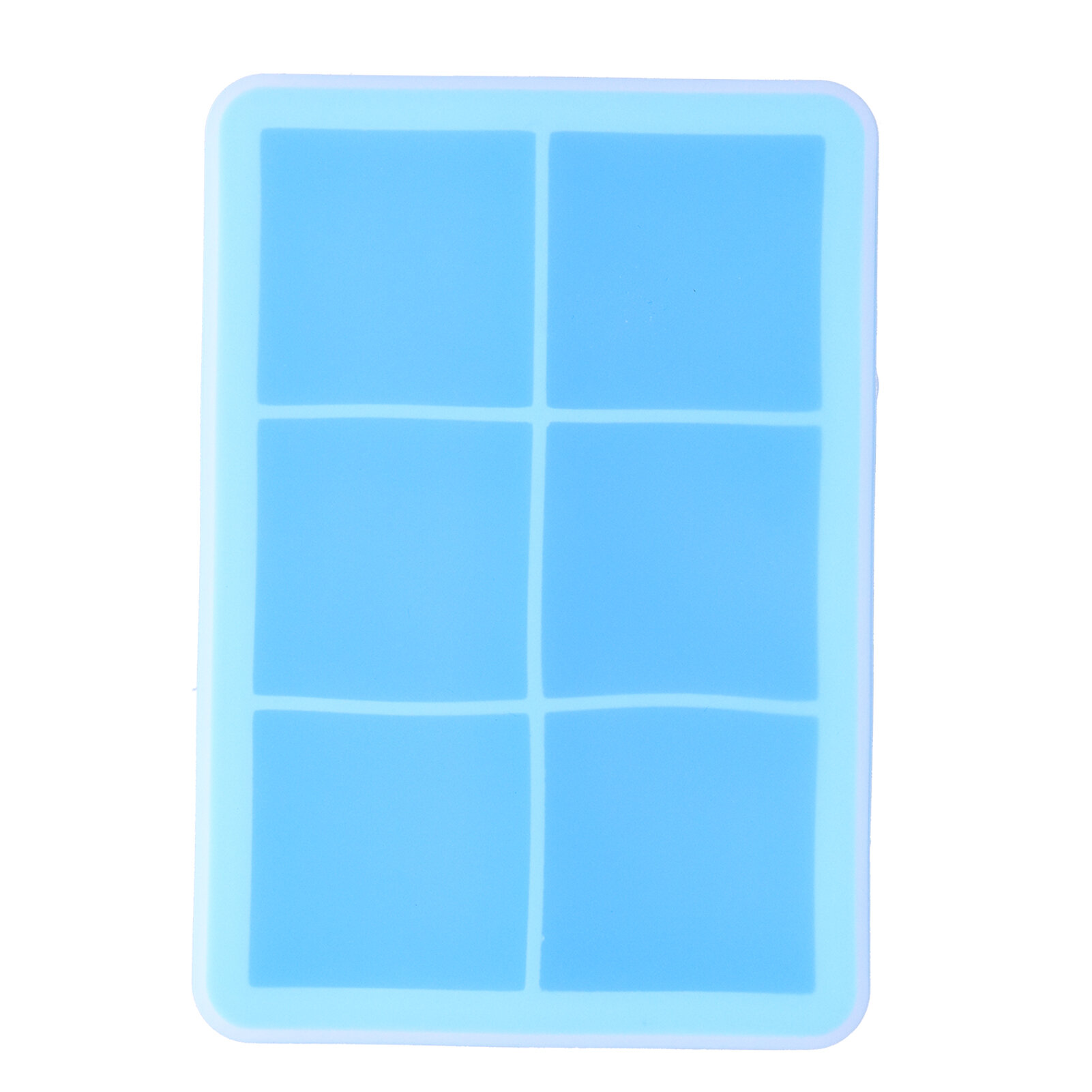 Лоток для льда, большой силиконовый 6-ячеечный квадратный льдогенератор с крышкой для изготовления кубиков льда, тортов, шоколадного пудинга, небесно-голубого цвета