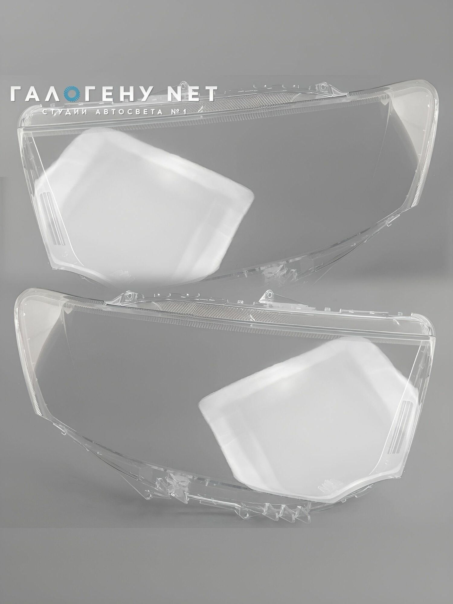 Стекла фар GNX для Mitsubishi Pajero Sport 2 (2008-2016), левое и правое, поликарбонат