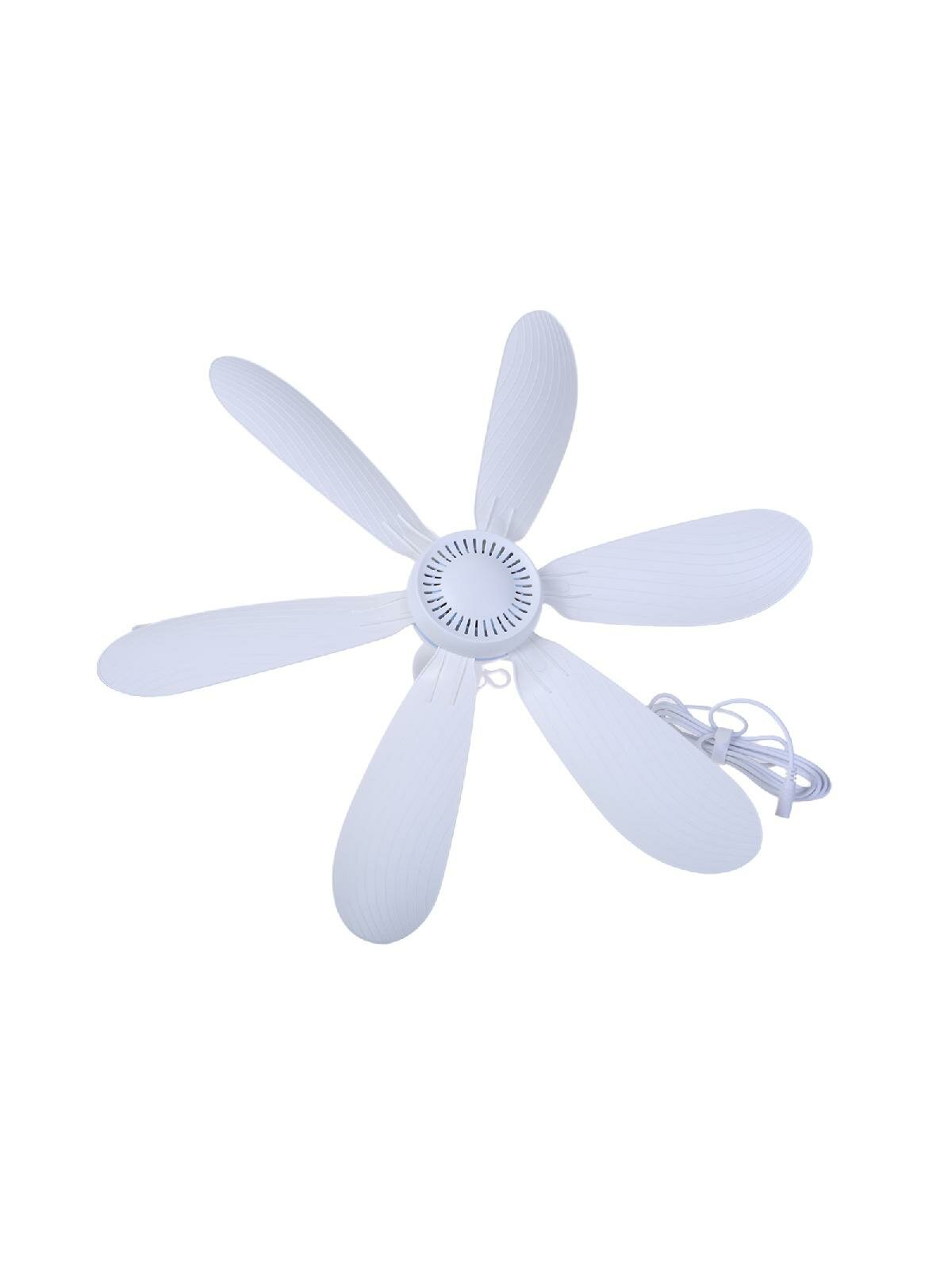 6Blades 5.5x2.1mm DC12V Ceiling Fan with 2.9m Cable 20” Hanging Camping Tent Fan for Home Outdoor Bedroom Living Room