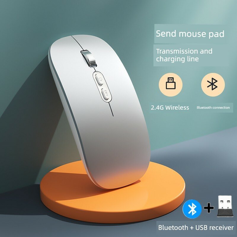 Беспроводная мышь Bluetooth, бесшумная, перезаряжаемая, мышь для игр, офиса, дома, настольного компьютера, ноутбука,