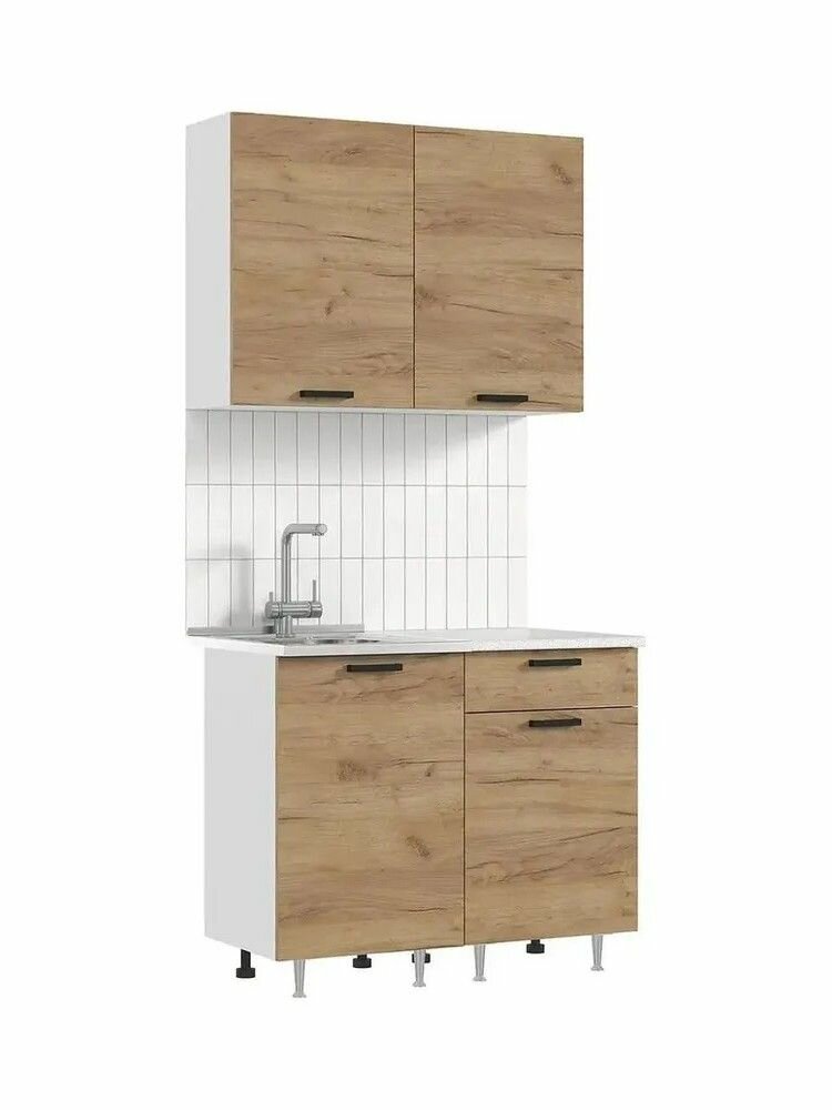 Кухонный гарнитур 1м Рио NEW дуб крафт, белый со столешницей, МИФ