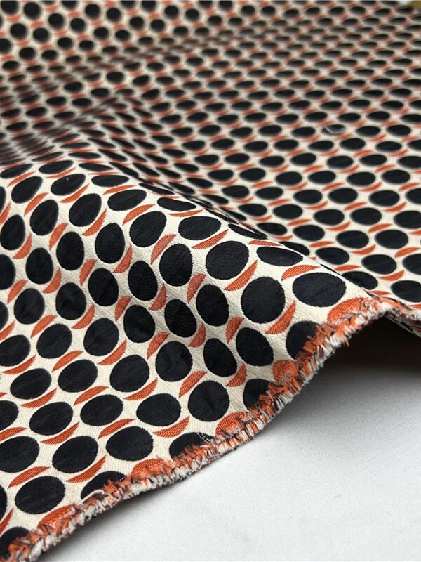 Черная парча с горошком, хлопок/полиэстер, для пошива