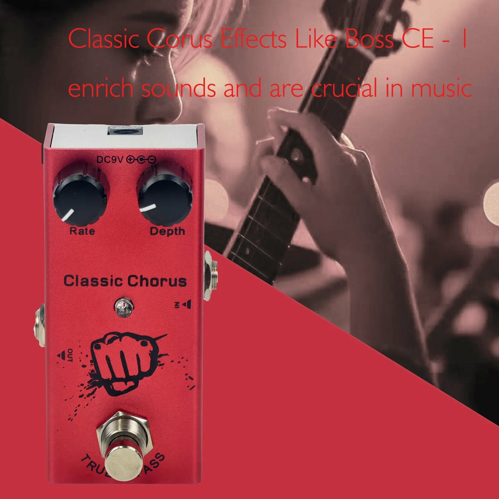 Электрическая гитарная педаль Miwayer Classic Chorus, красный