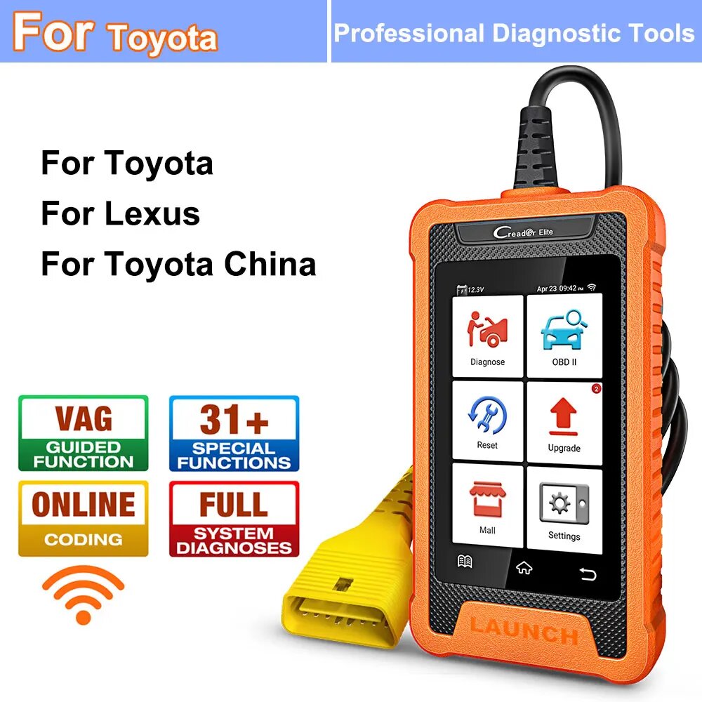 LAUNCH X431 Creader Elite Полная система диагностических инструментов Онлайн-кодирование ECU Сканер OBD2 Двунаправленный 31+ Сброс для BENZ/BMW/AUDI For TOYOTA