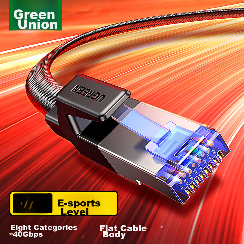 Lulian CAT8 Pure Copper Ethernet Cable, 10 Gigabit Shielded Network Cable, Gaming Twisted Pair, Home Computer Broadband Patch Cord, Flat Cable 5 Meters 40173