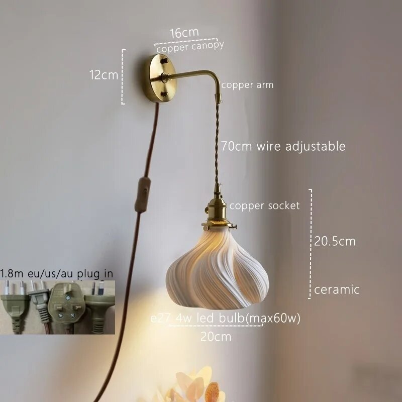 IWHD настенный светильник, керамика, медный Plug In