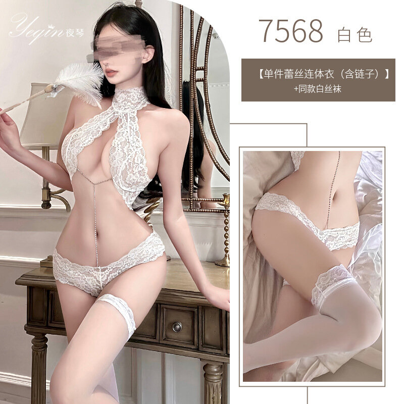 Сексуальный комплект нижнего белья для маленькой груди, кружевной боди с открытой промежностью, идеально подходит для интимных моментов в постели. (7568)