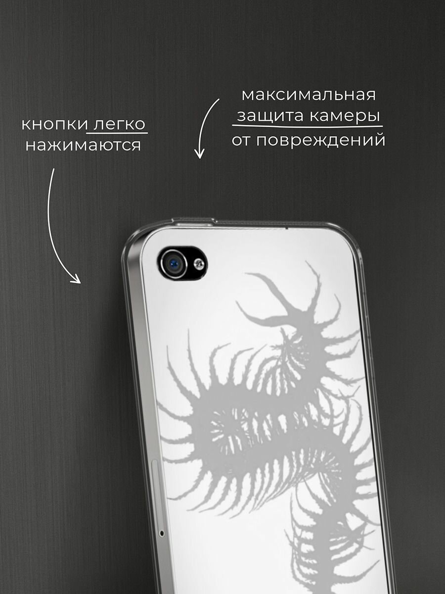 Чехол на Apple iPhone 4/4S / Айфон 4/4S с принтом Серая многоножка — фото 1