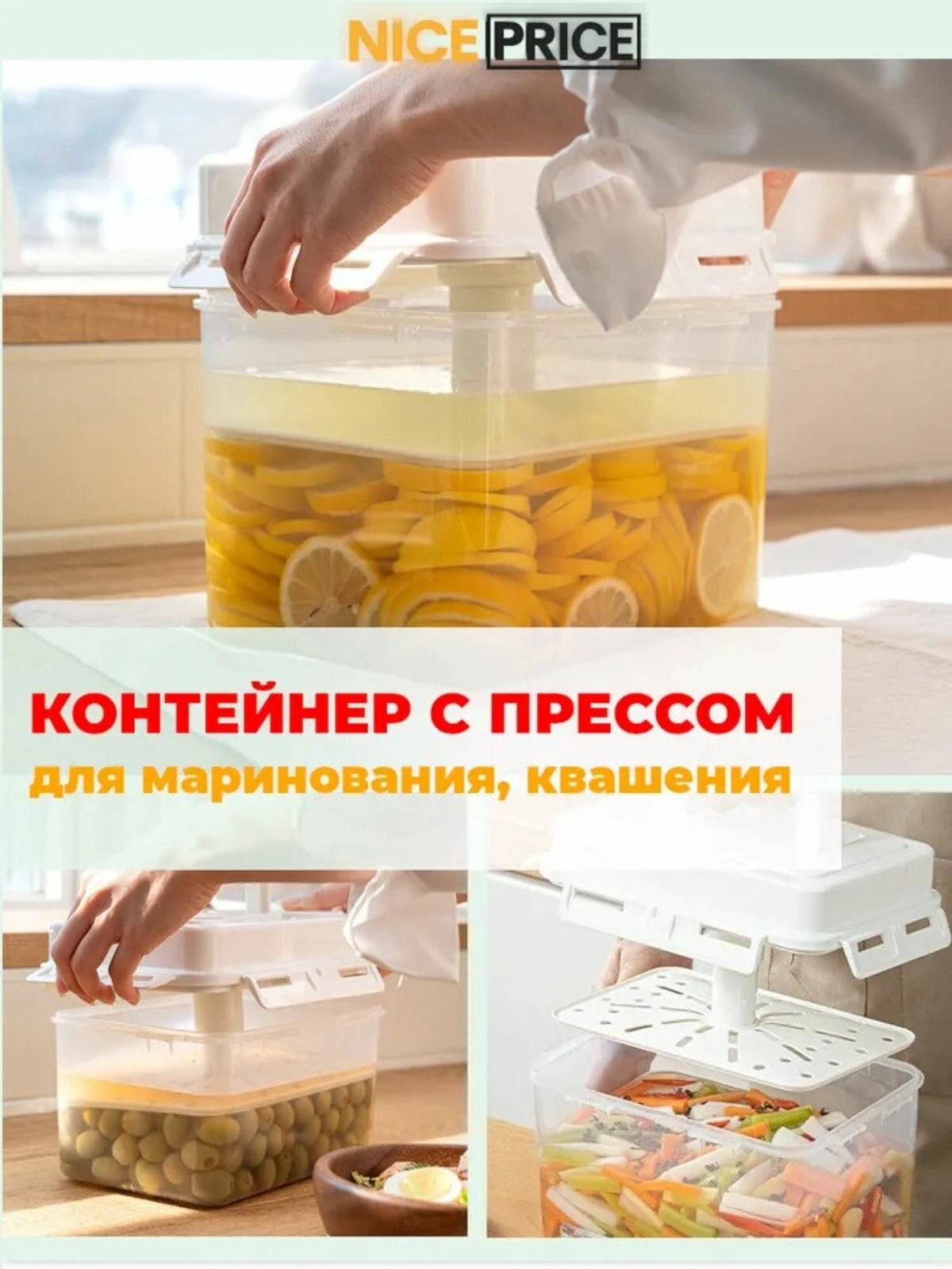 Контейнер с прессом для засолки 4л