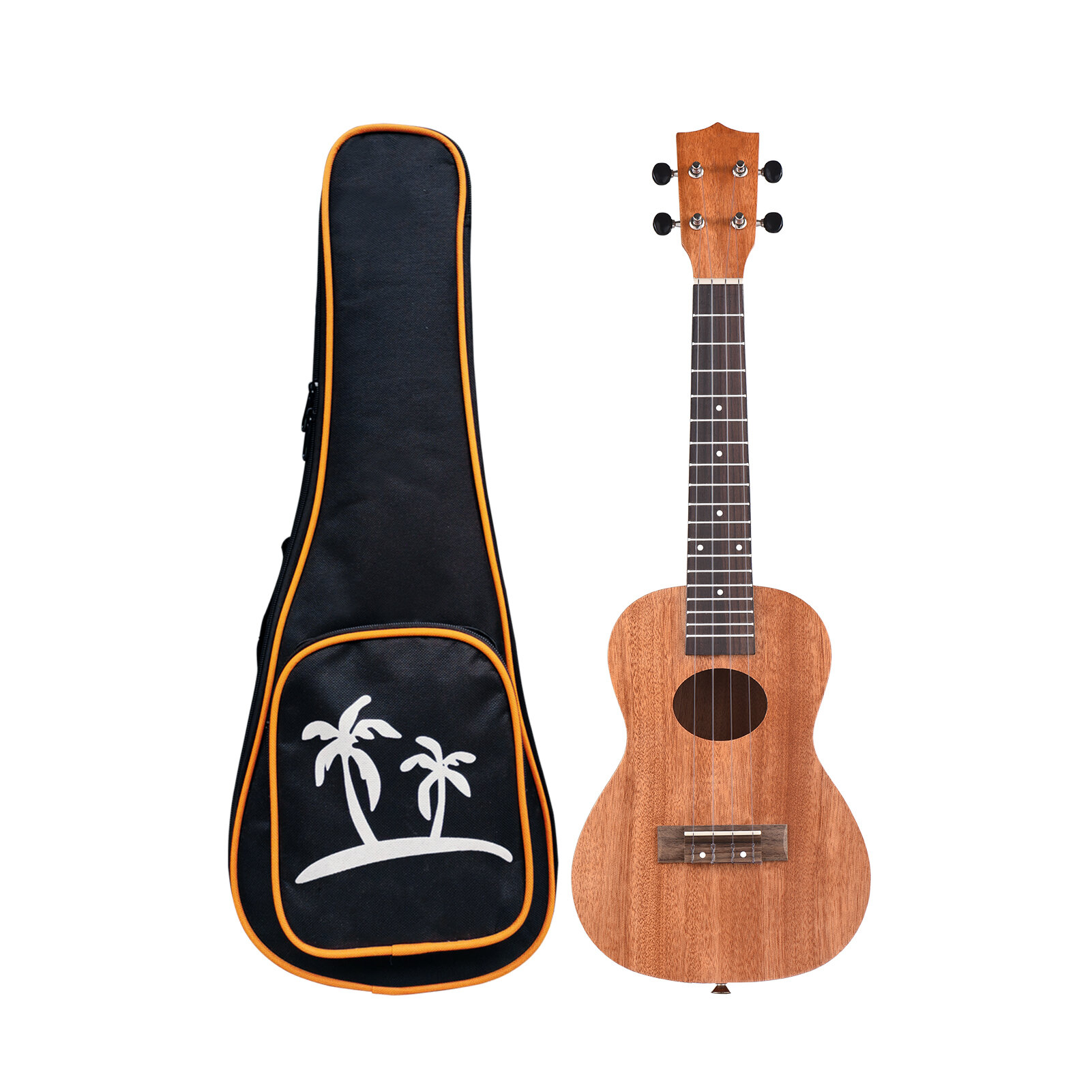 Укулеле сопрано 21 дюйм, венерированная, 4 струны, гитара Гавайи, боковые и задняя части из красного дерева, гриф из розового дерева, с сумкой, тюнером, запасными струнами, ремнем, салфеткой для чистки, 3 плектра с держателем, цвет дерева, матовая