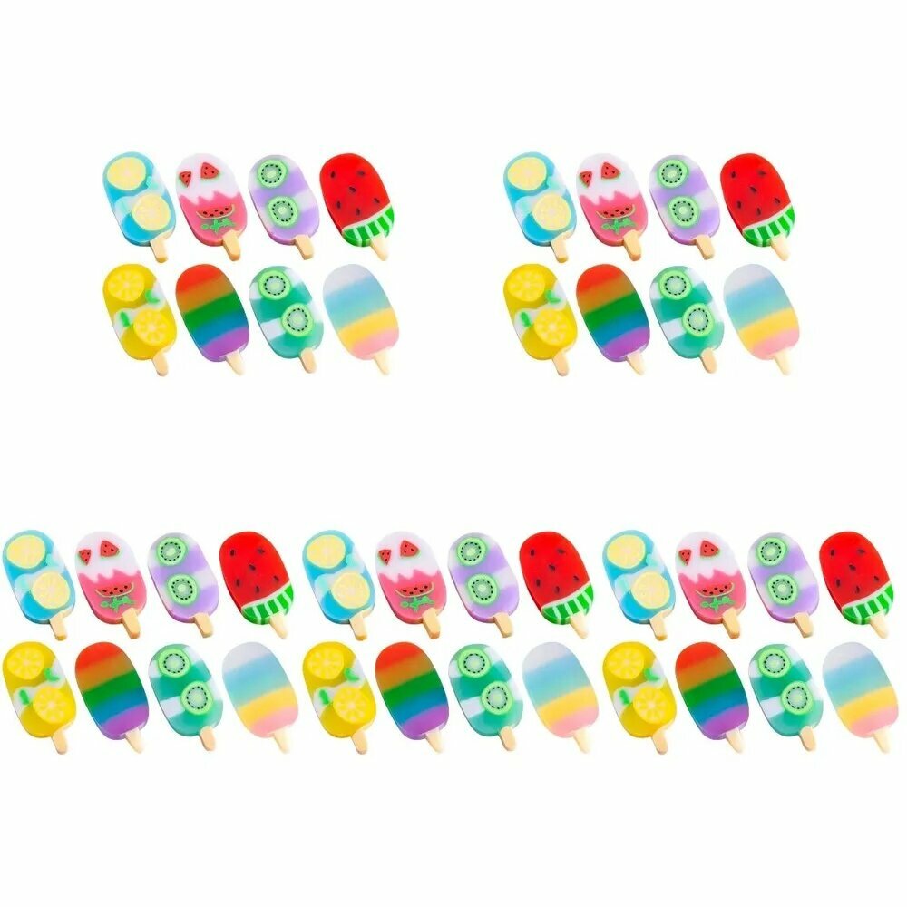Набор из 10 мини-ластиков в форме мороженого из резины для домашнего использования