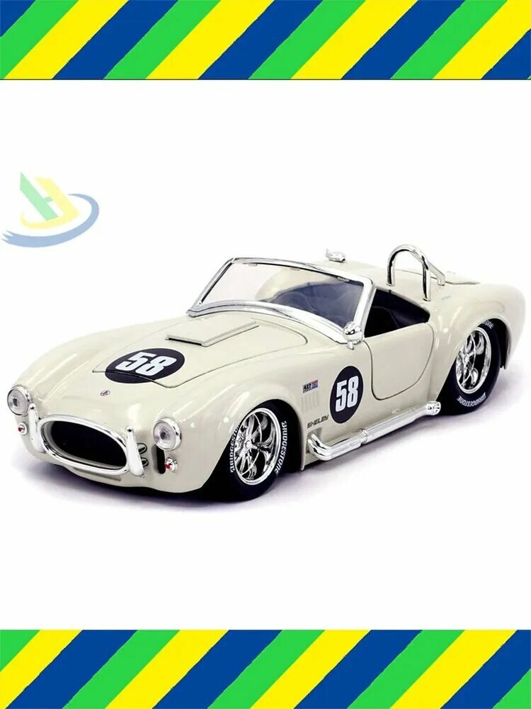 Машинка JADA 1:24 Bigtime muscle 1965 Shelby cobra 427 S/C Белый Кабриолет
