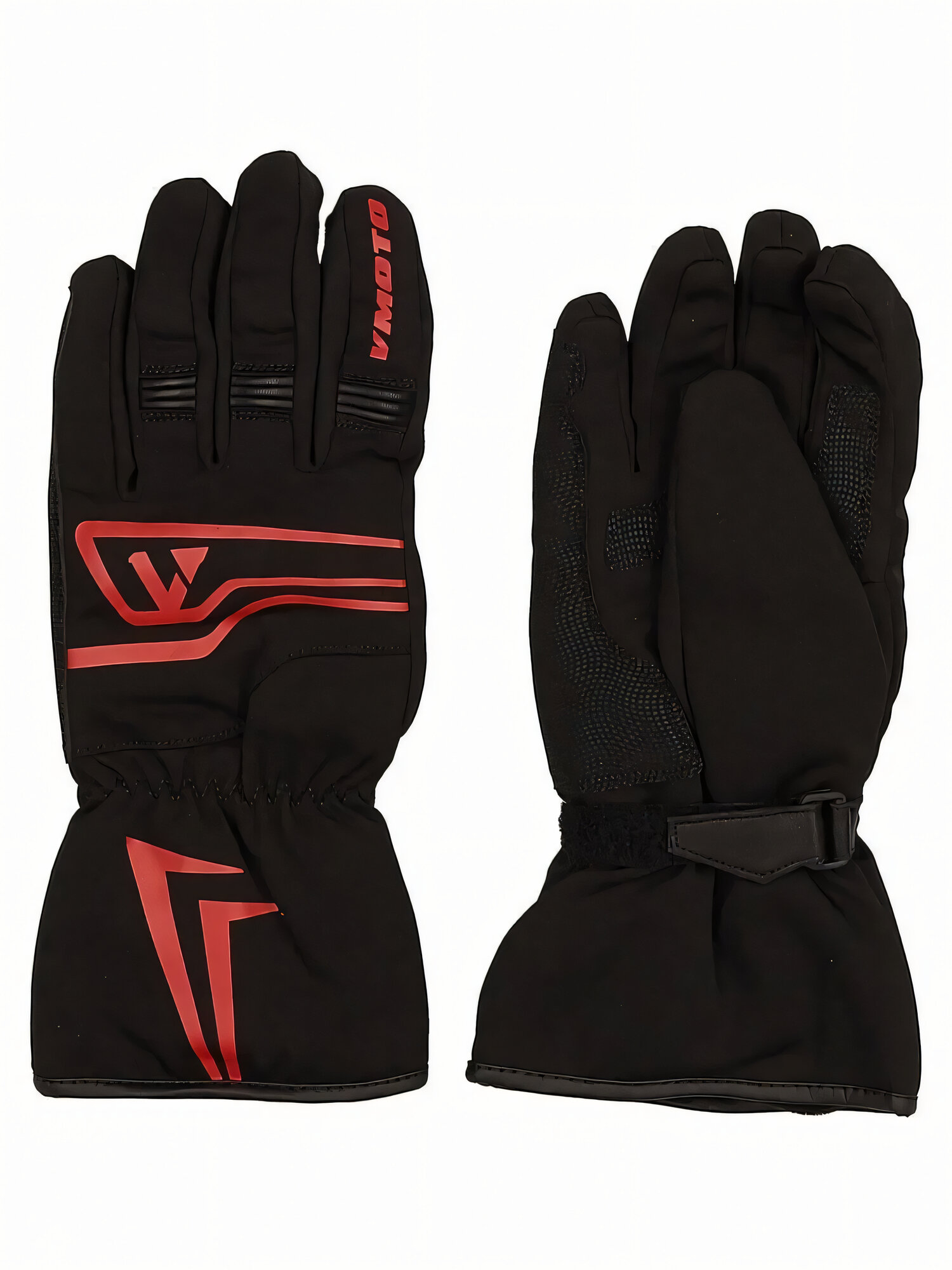 Мотоперчатки Vmoto 1251 Black/Red L, анатомический крой, на липучке