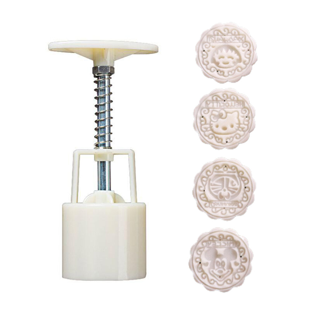 Форма для изготовления пирогов "Лунный пирог" для дома, ручного давления, антиприлипательная, ABS, цвет белый, 17 паттернов, диаметр цветка 45мм, 60мм, 65мм, 66мм, вес упаковки 50г, 75г, 100г, размер упаковки 140*50*50мм, 140*65*65мм, 140*70*70мм, 1