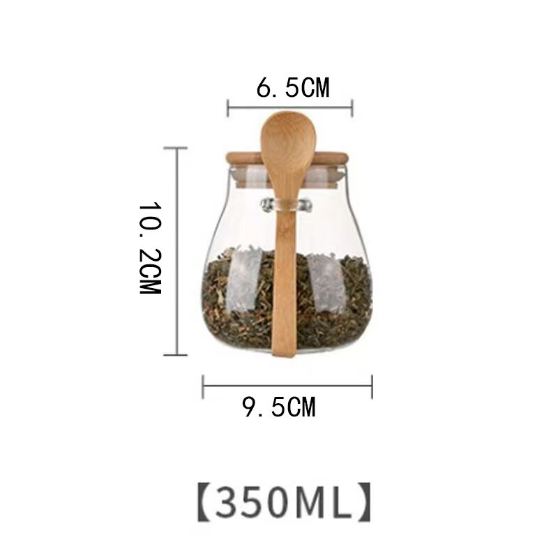 Стеклянная банка для чая с ложкой Ароматическая банка для чая Бытовая маленькая банка для чая Хранение чая Герметичная
