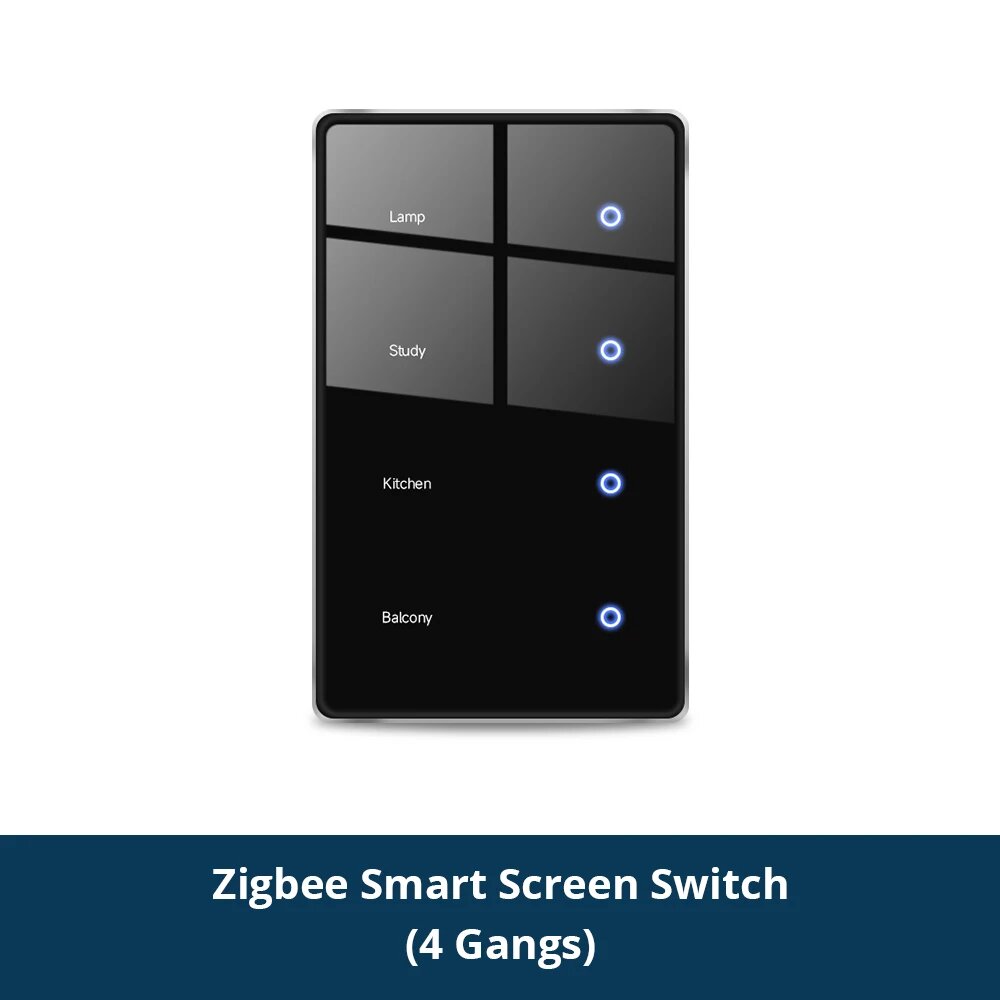 1234 Gang US Smart Zigbee Умный выключатель черный 4-Gang