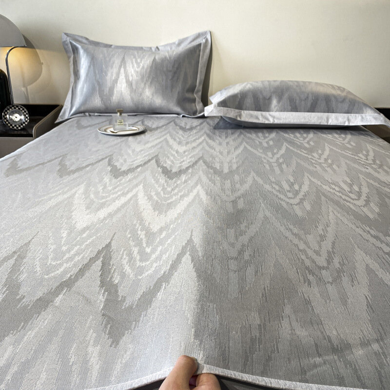 Класс А Низкопрофильная роскошь Высокоточная 7A Антибактериальная Пряжа-Окрашенная Машинная стирка Ледяной шелк Комплект постельного белья Охлаждающий мат Трехкомпонентный набор