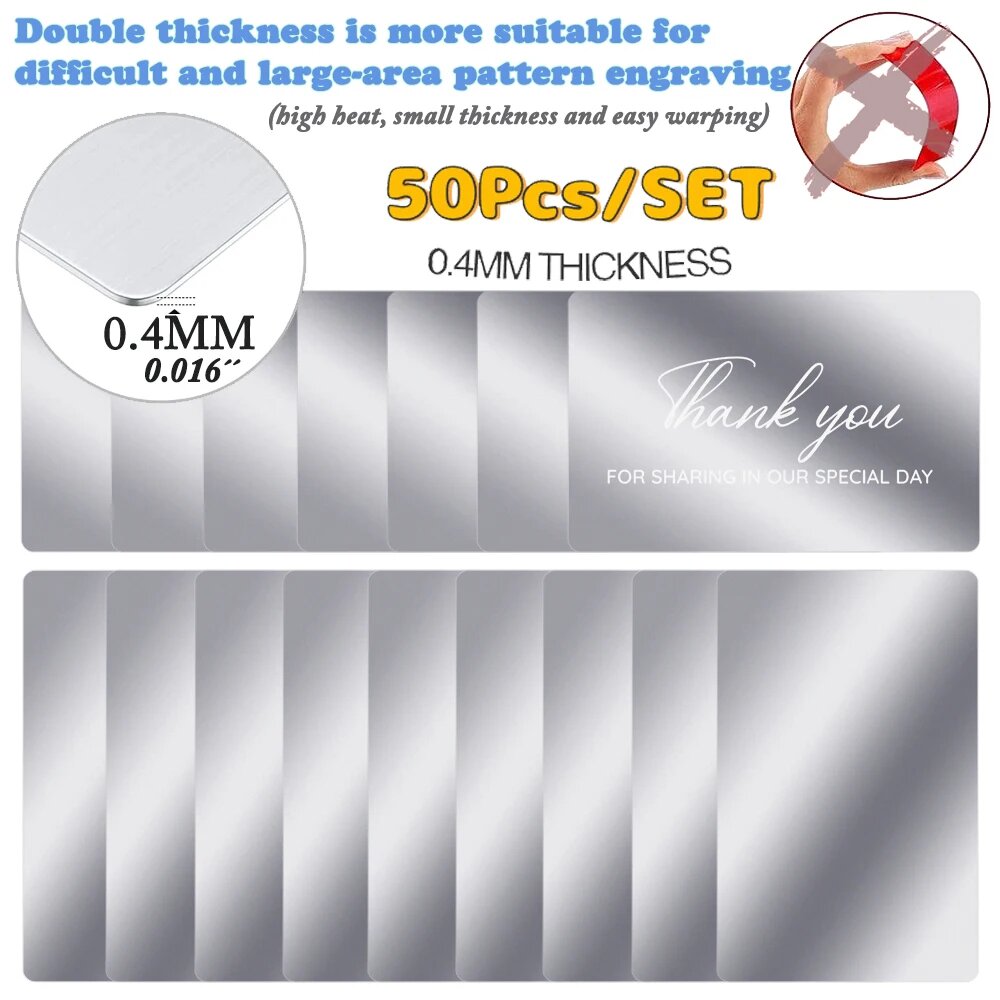 Металлические визитные карточки XMSJ 50 шт. 0.4mm silver 50Pcs